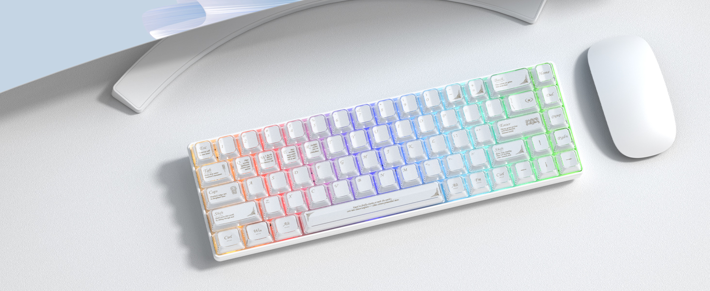 Womier Luna White 115 Keys MDA Profile PBT Double Shot Keycaps Set for ...