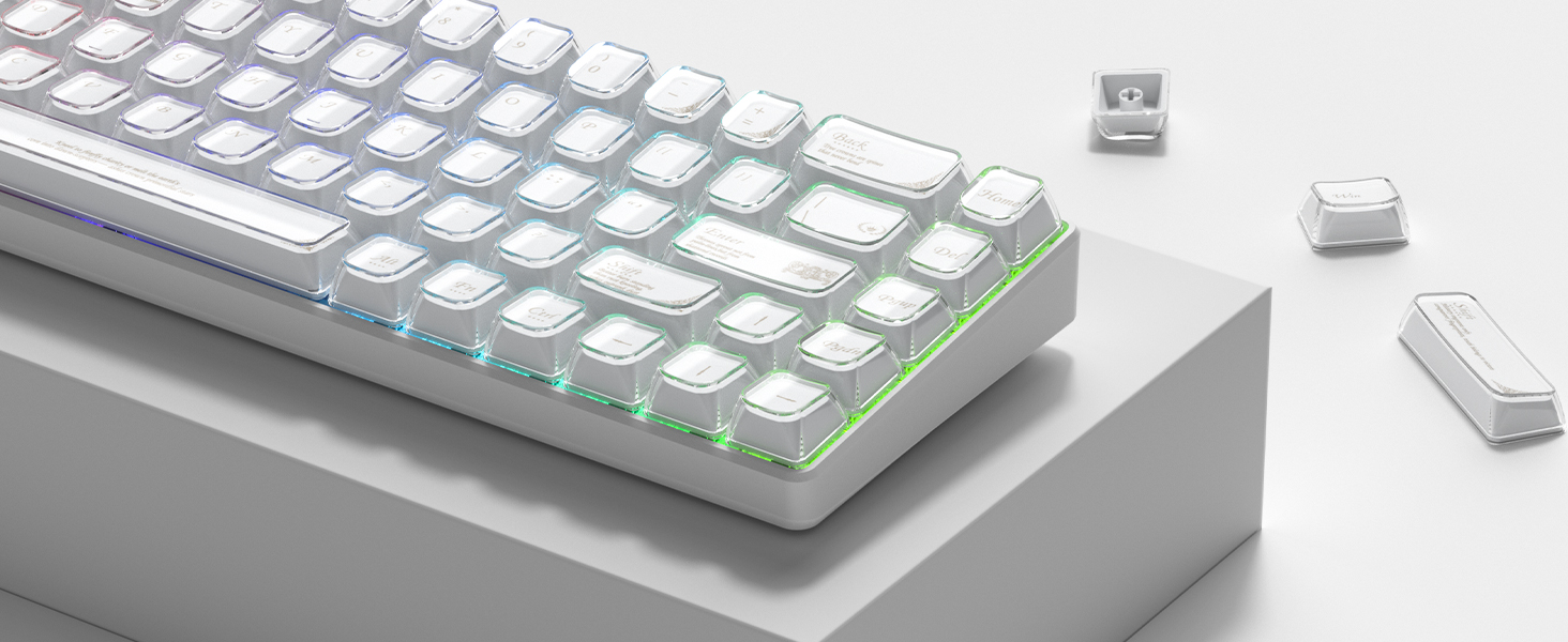 Womier Luna White 115 Keys MDA Profile PBT Double Shot Keycaps Set for ...