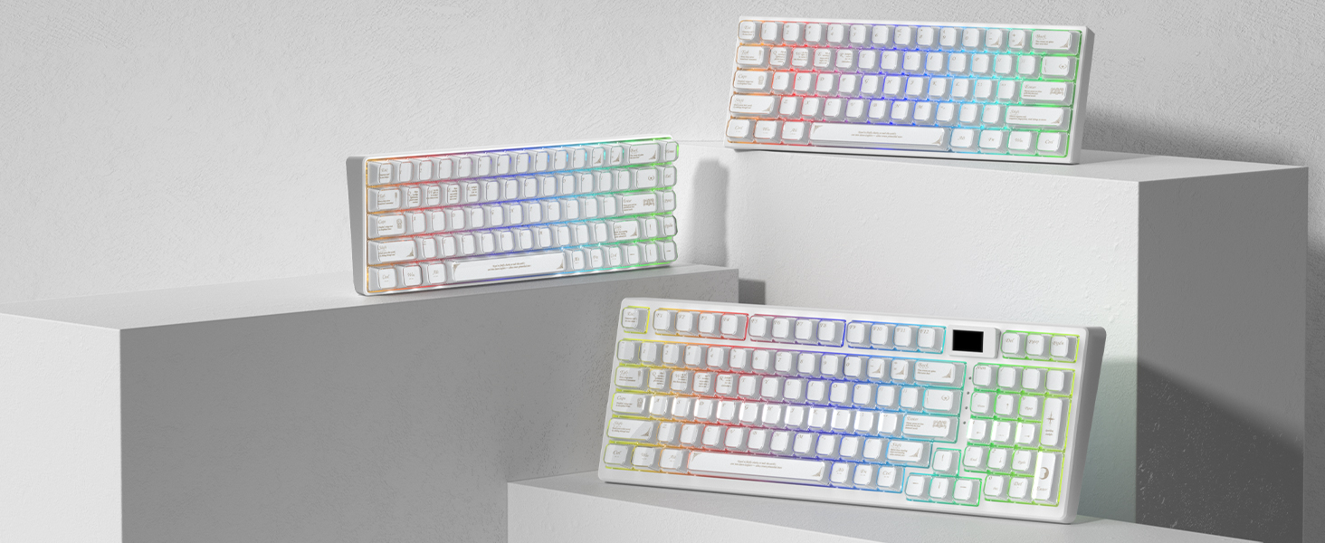 Womier Luna White 115 Keys MDA Profile PBT Double Shot Keycaps Set for ...