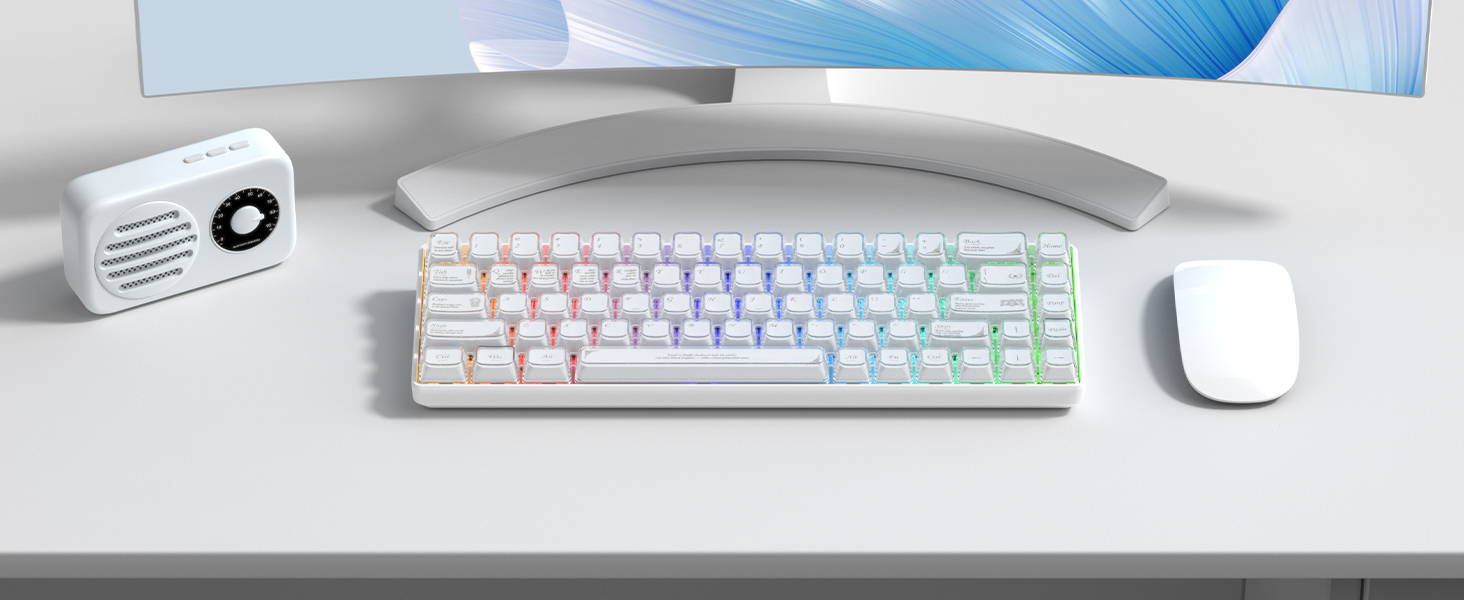 Womier Luna White 115 Keys MDA Profile PBT Double Shot Keycaps Set for ...