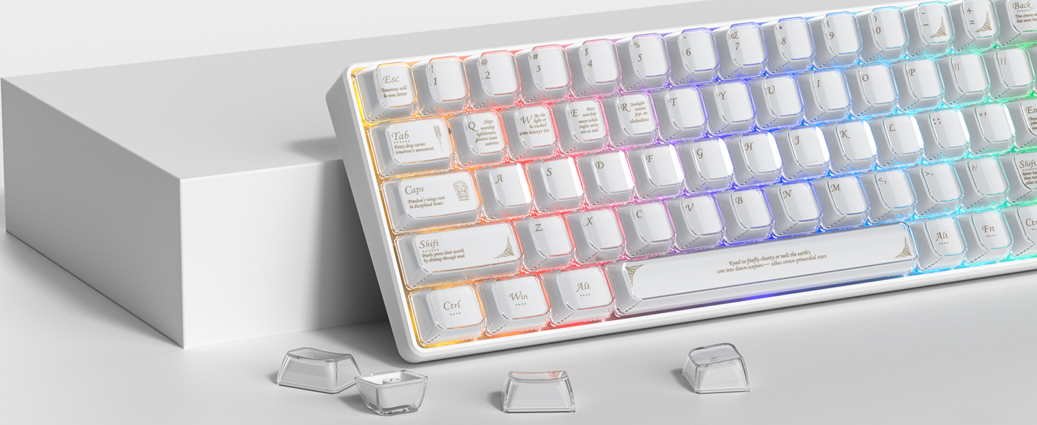Womier Luna White 115 Keys MDA Profile PBT Double Shot Keycaps Set for ...