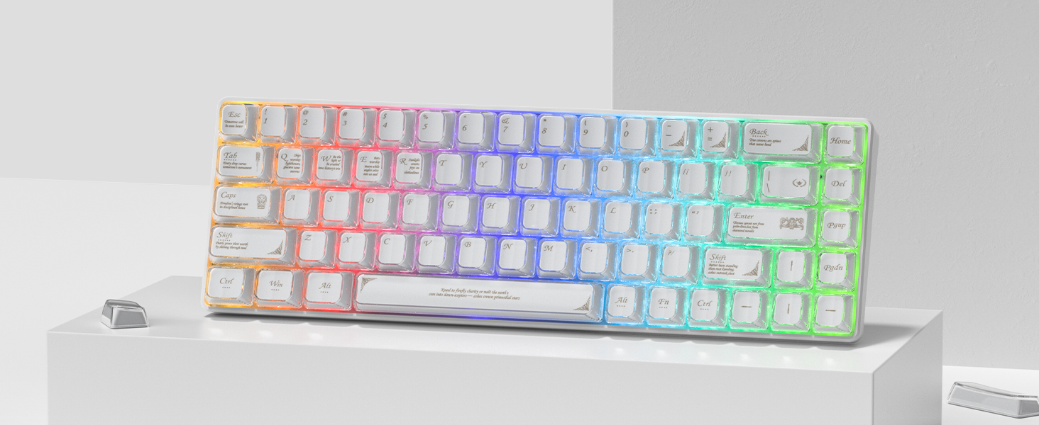 Womier Luna White 115 Keys MDA Profile PBT Double Shot Keycaps Set for ...
