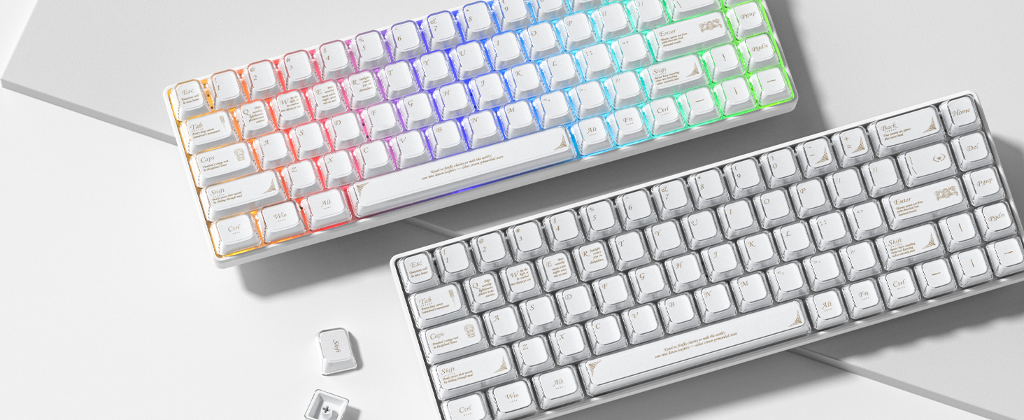 Womier Luna White 115 Keys MDA Profile PBT Double Shot Keycaps Set for ...