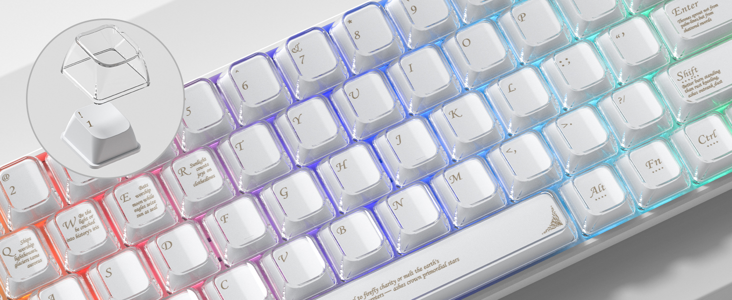 Womier Luna White 115 Keys MDA Profile PBT Double Shot Keycaps Set for ...