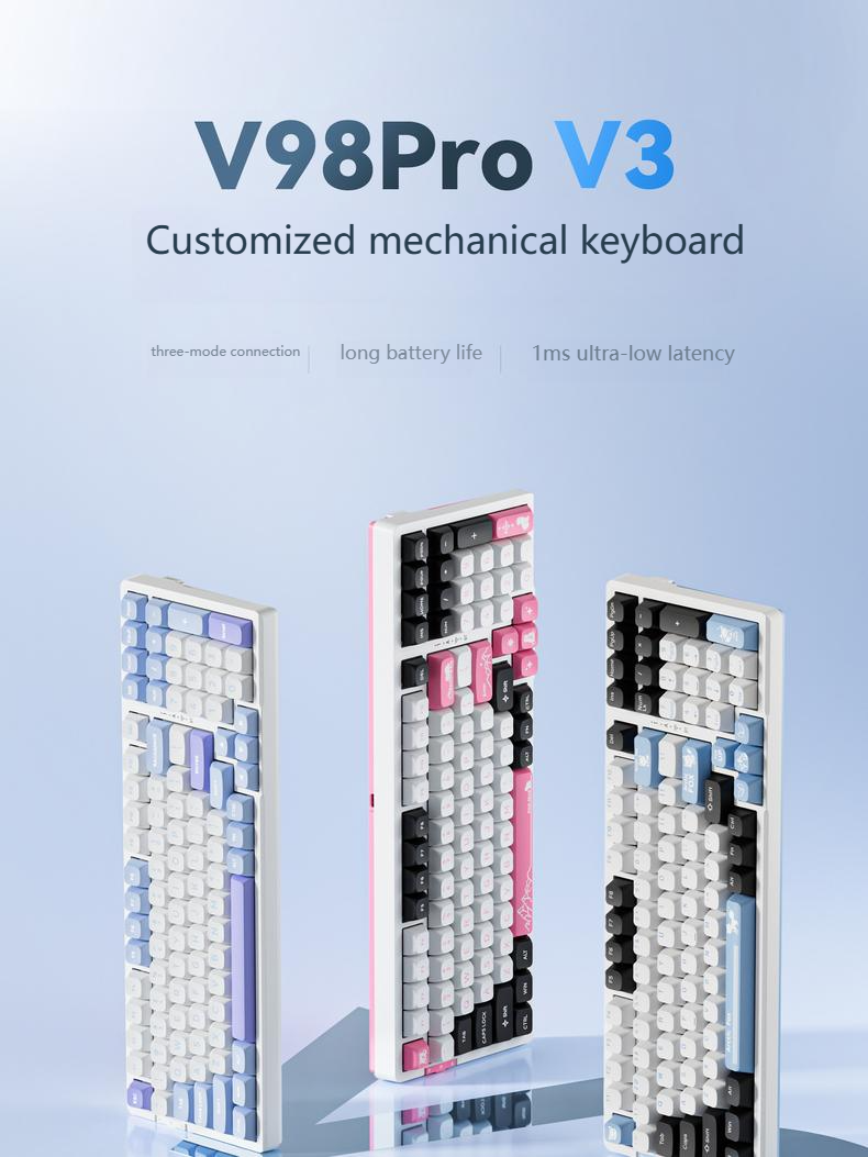 VGN V98Pro V3 Wireless Mechanical Keyboard 96% Hot swappable RGB GASKET ...