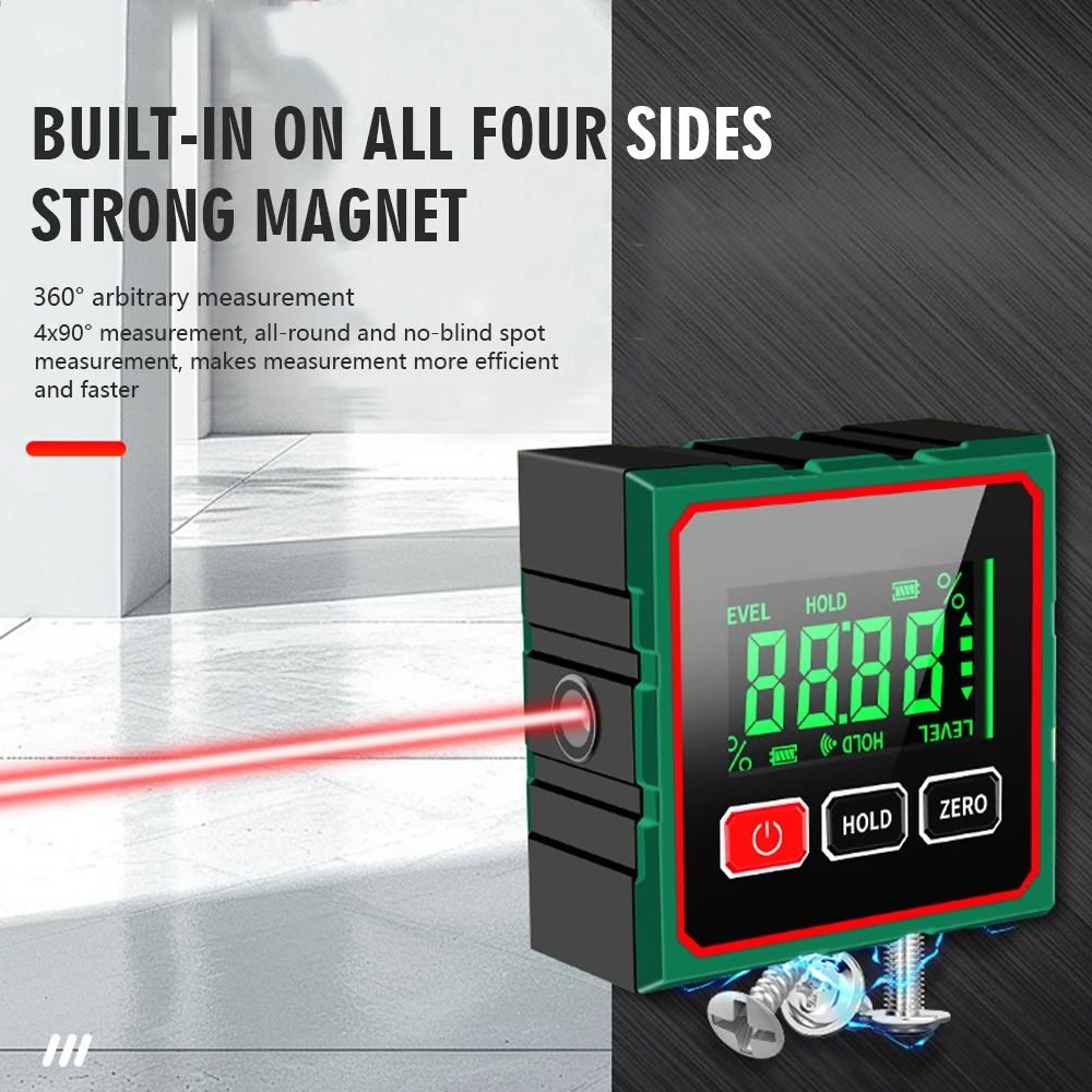 1/4 Sided Magnetic Digital Angle Finder with Electronic Laser Dot ...