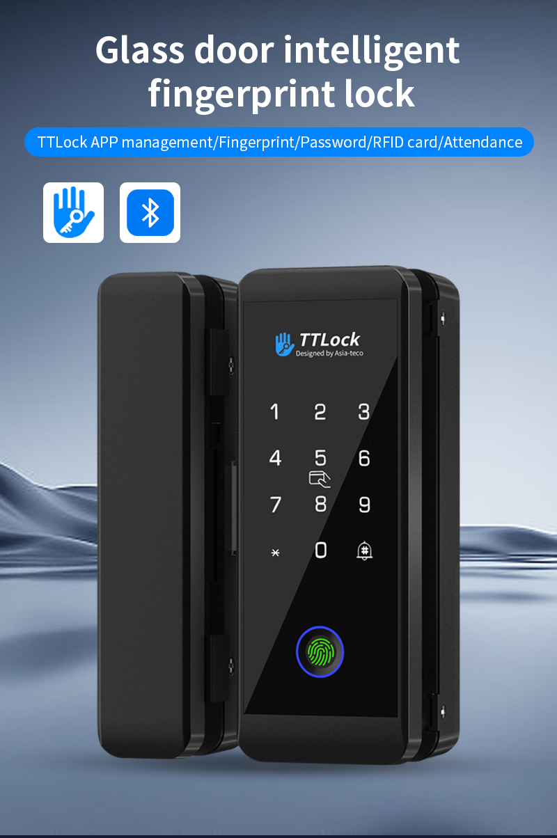 Smart Fingerprint Glass Door Lock TTLOCK APP Bluetooth Access Control ...