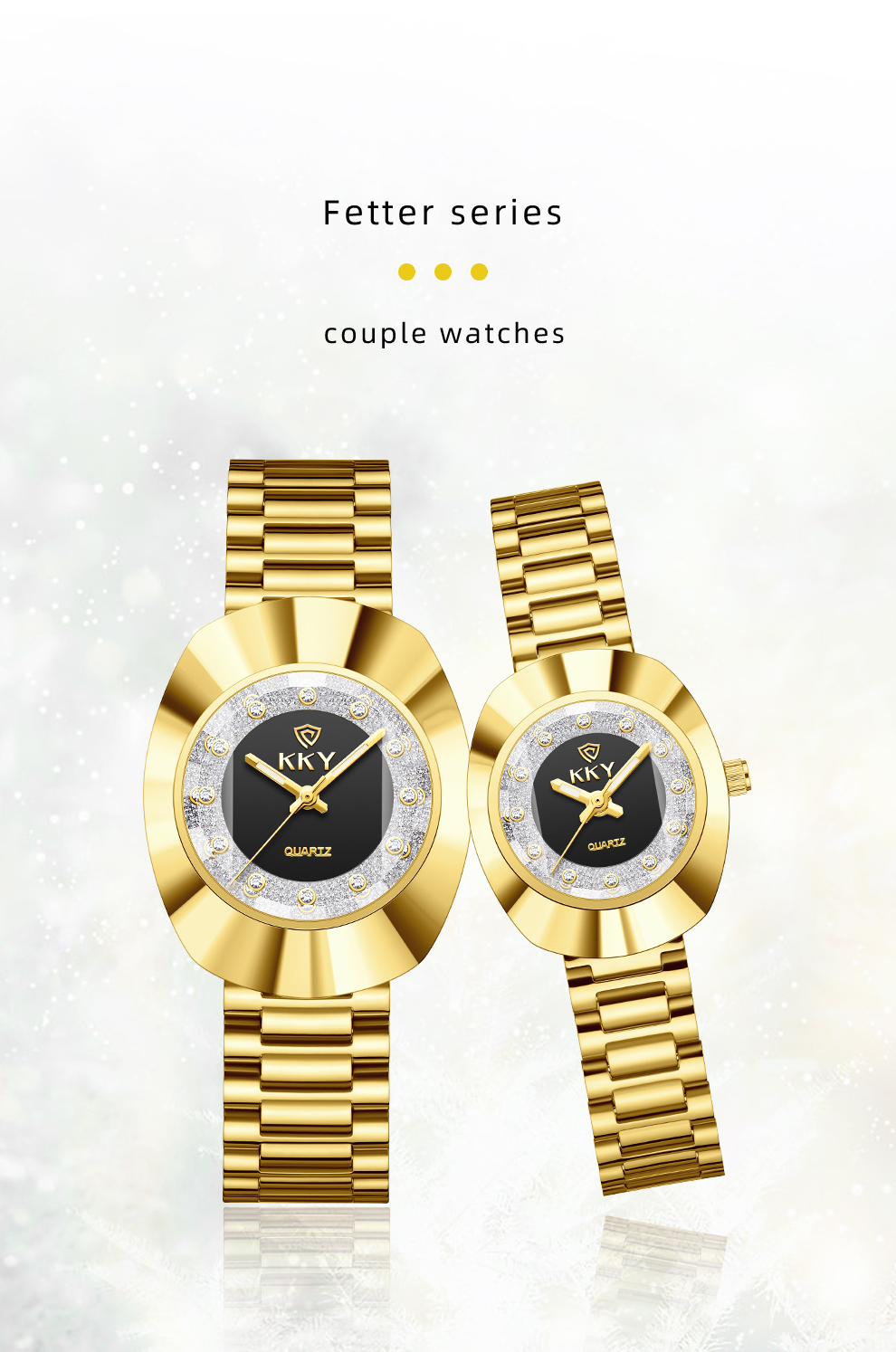 CAINUOS New Style Diamond-Inlaid British Radar Style Gold Steel Band ...