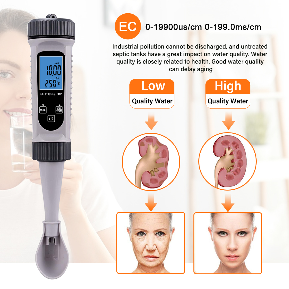 YAGO Salinity Meter Food SALT/TDS/EC/S.G/Temp Meter Digital Salinometer ...