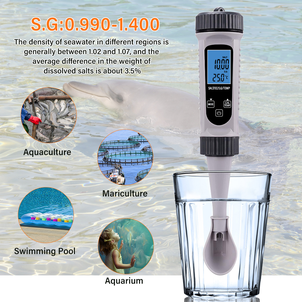 YAGO Salinity Meter Food SALT/TDS/EC/S.G/Temp Meter Digital Salinometer ...