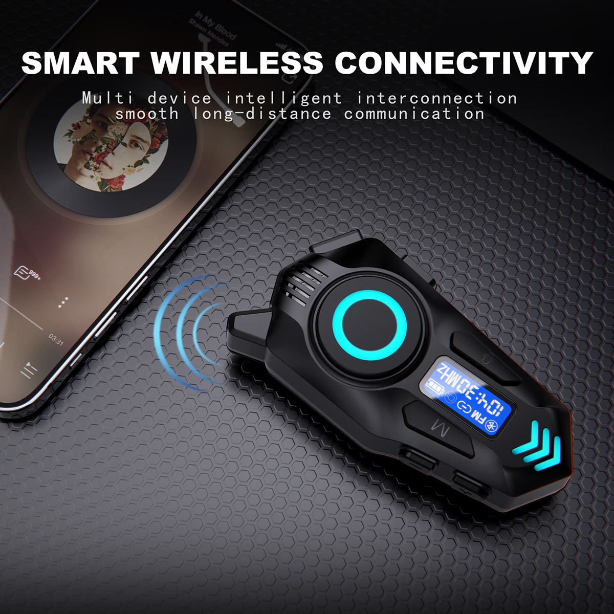 【K09】Motorcycle Intercome Helmet Headset Bluetooth Music Sharing FM ...