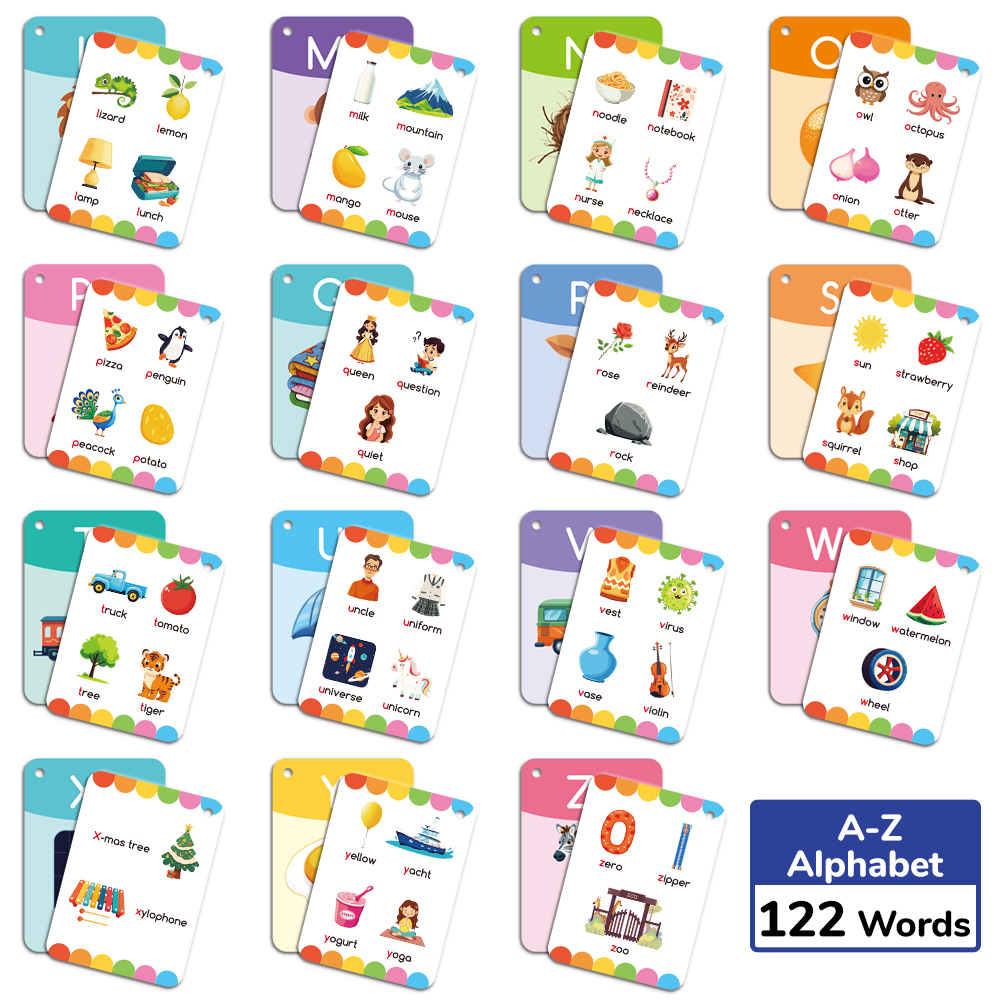 Bear Tale 26 Alphabet and Word Flashcards Double-Sided Learning Cards Preschool Education ...