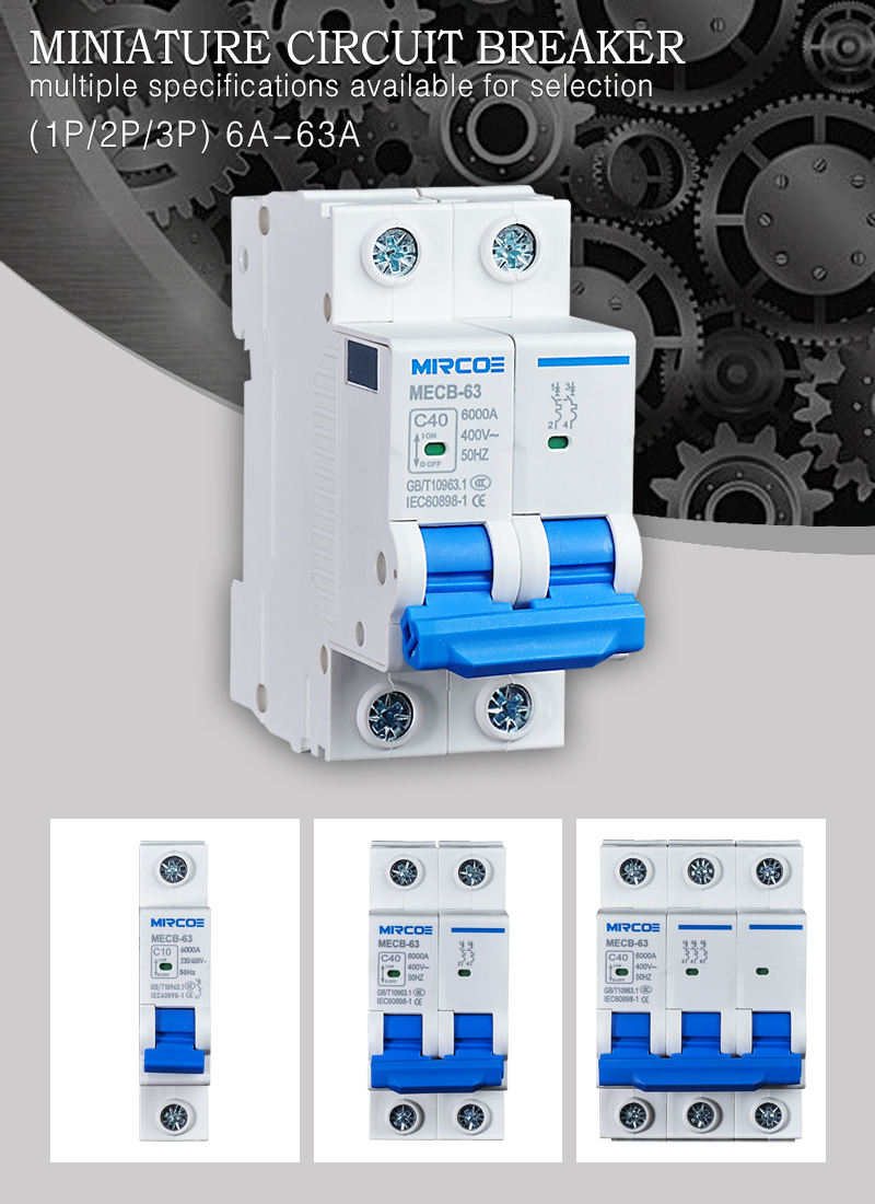 MIRCOE Miniature Circuit Breaker (MCB ) 6A-63A 1P 2P 3-poles 220-400VAC ...