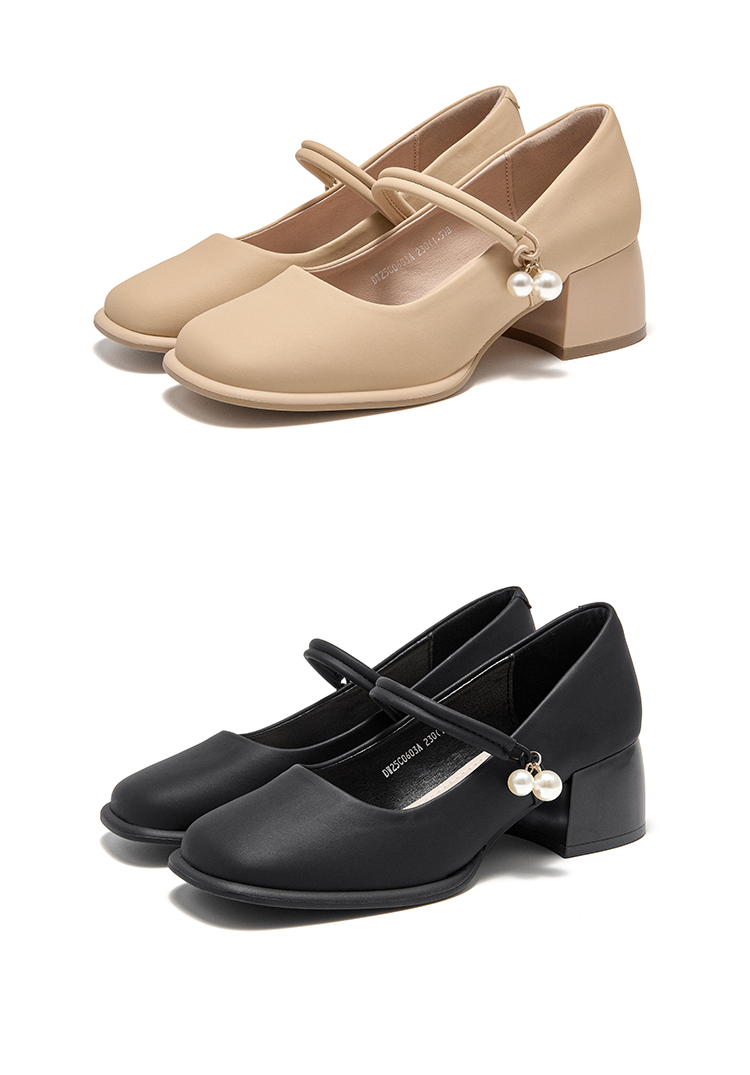 DUSTO Mary Jane Shoes - New Fall Style with Block Heel & Pearl Detail ...