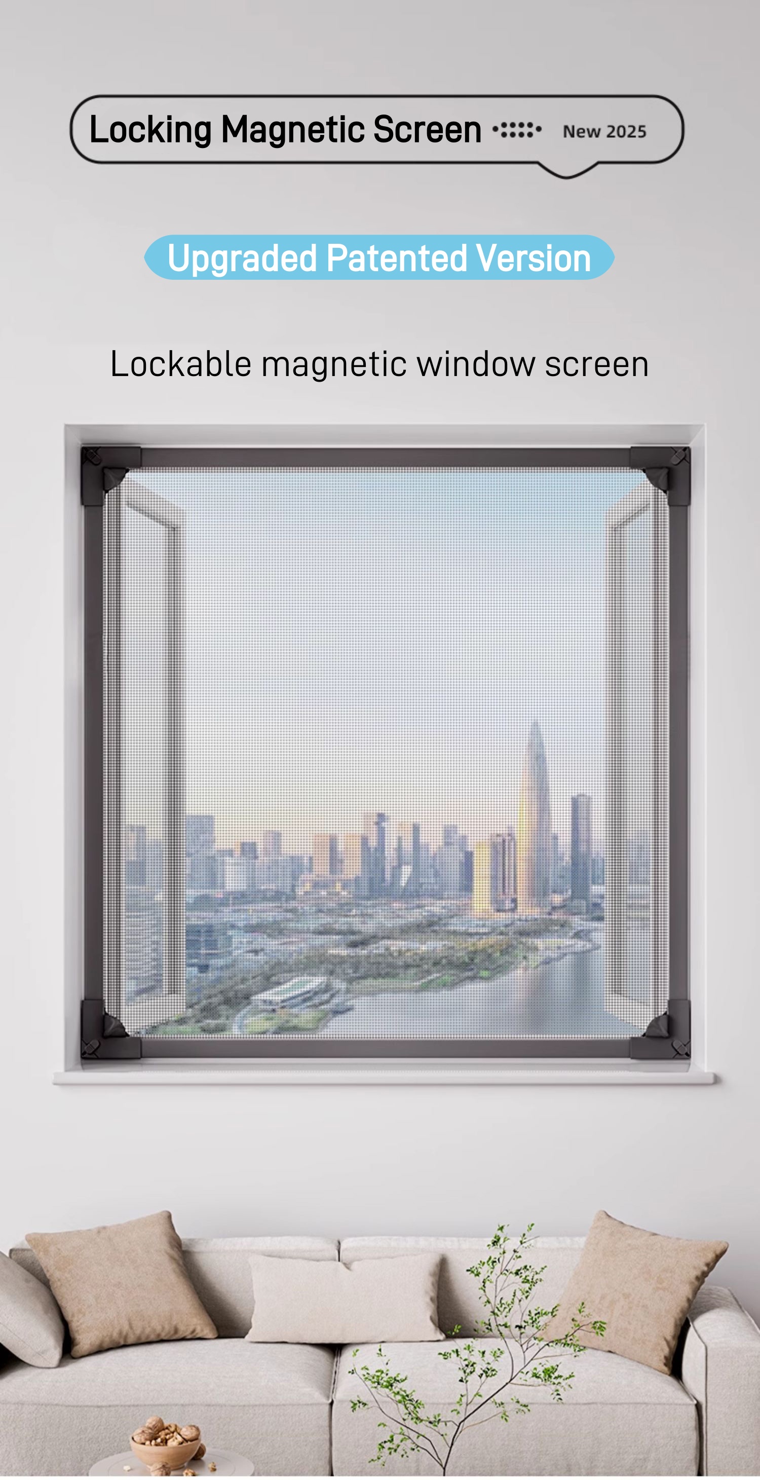 Kyoca (Patented Lock) DIY Magnetic Mosquito Net Adjustable Size Window ...
