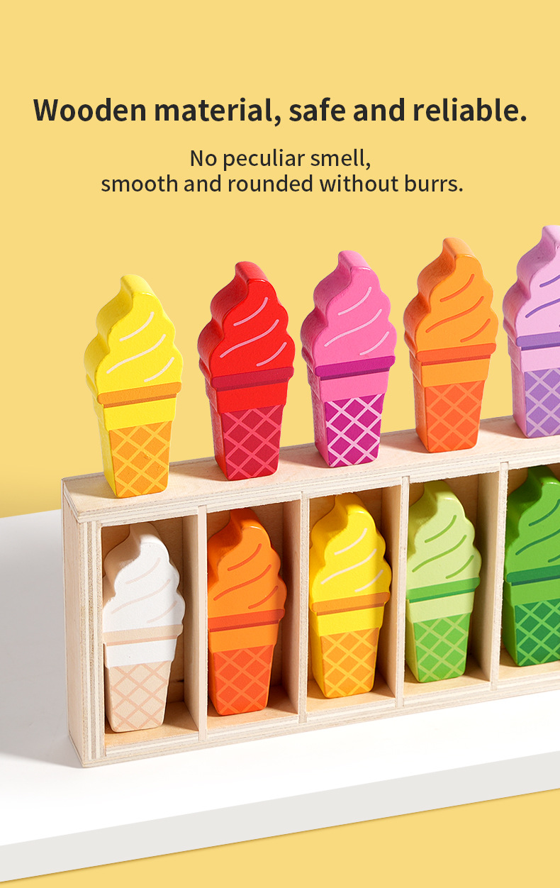 Wooden Multiplayer Ice Cream Color Matching Game Memory Interaction Fun ...