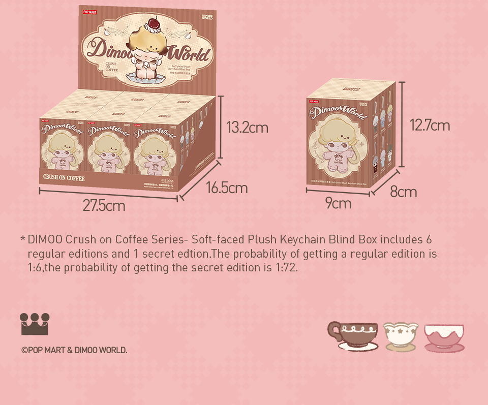 POP MART DIMOO Crush on Coffee Series- Soft-faced Plush Keychain Blind ...