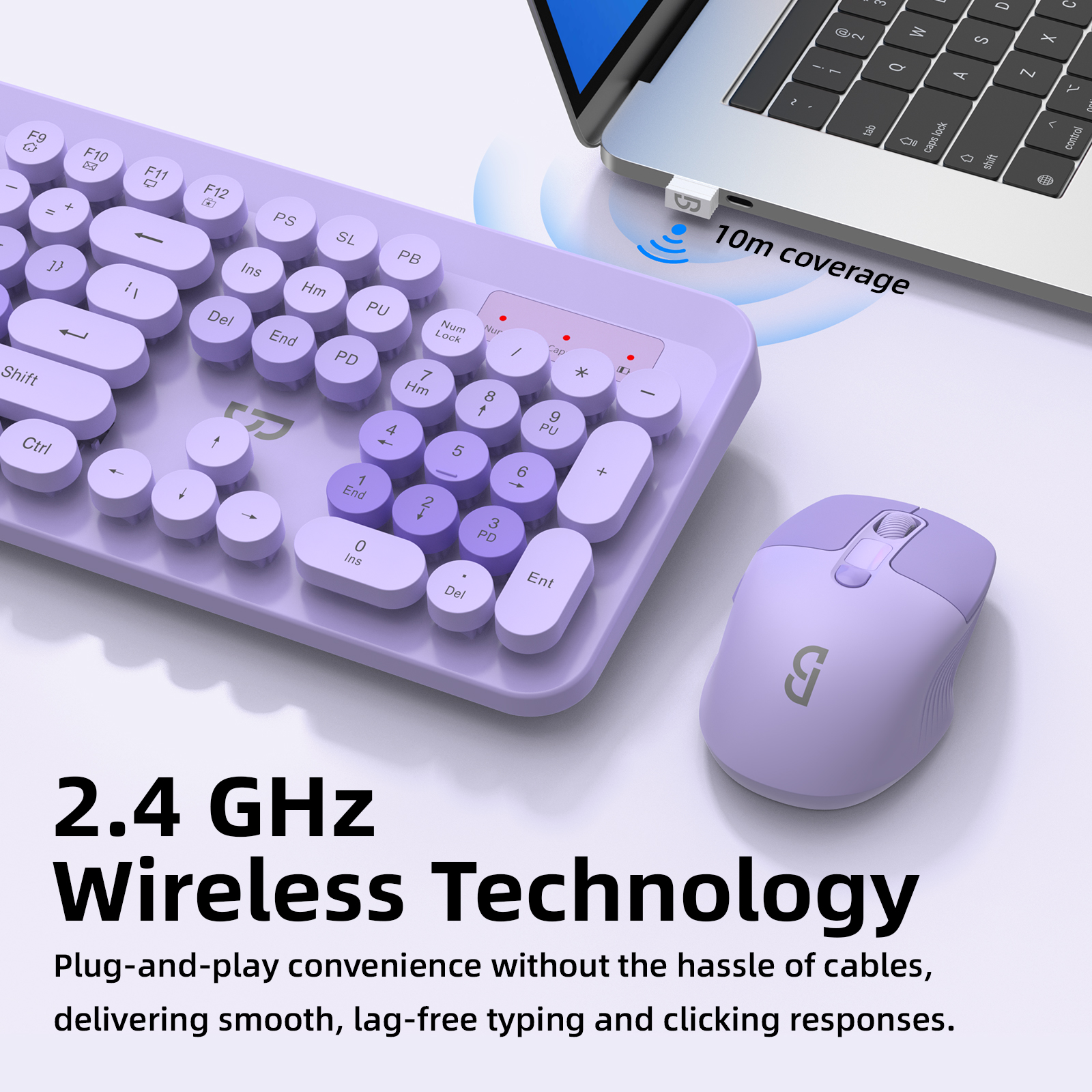 GOOJODOQ Wireless Bluetooth Keyboard Mouse Set 2.4G With 104 Keyboard ...