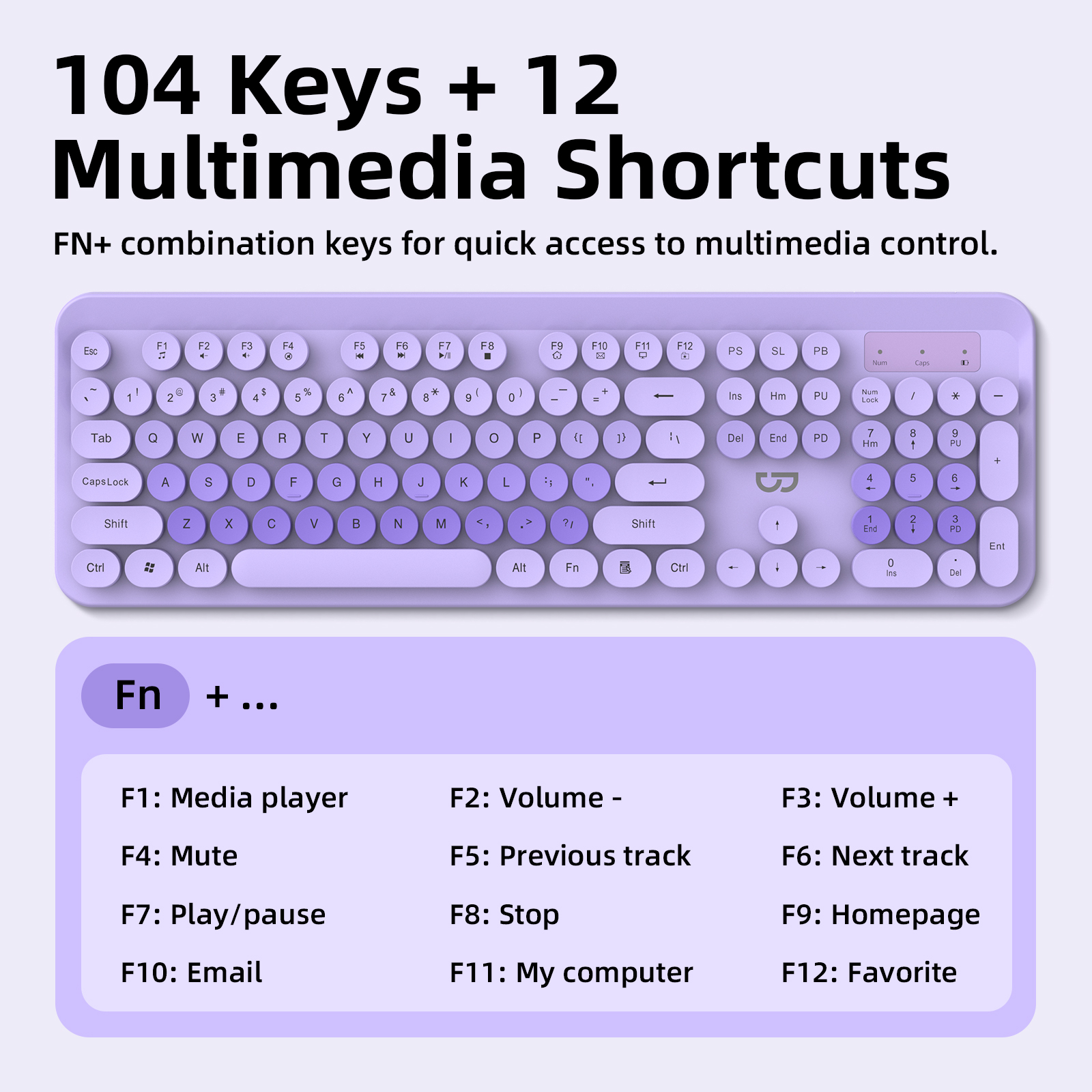 GOOJODOQ Wireless Bluetooth Keyboard Mouse Set 2.4G With 104 Keyboard ...