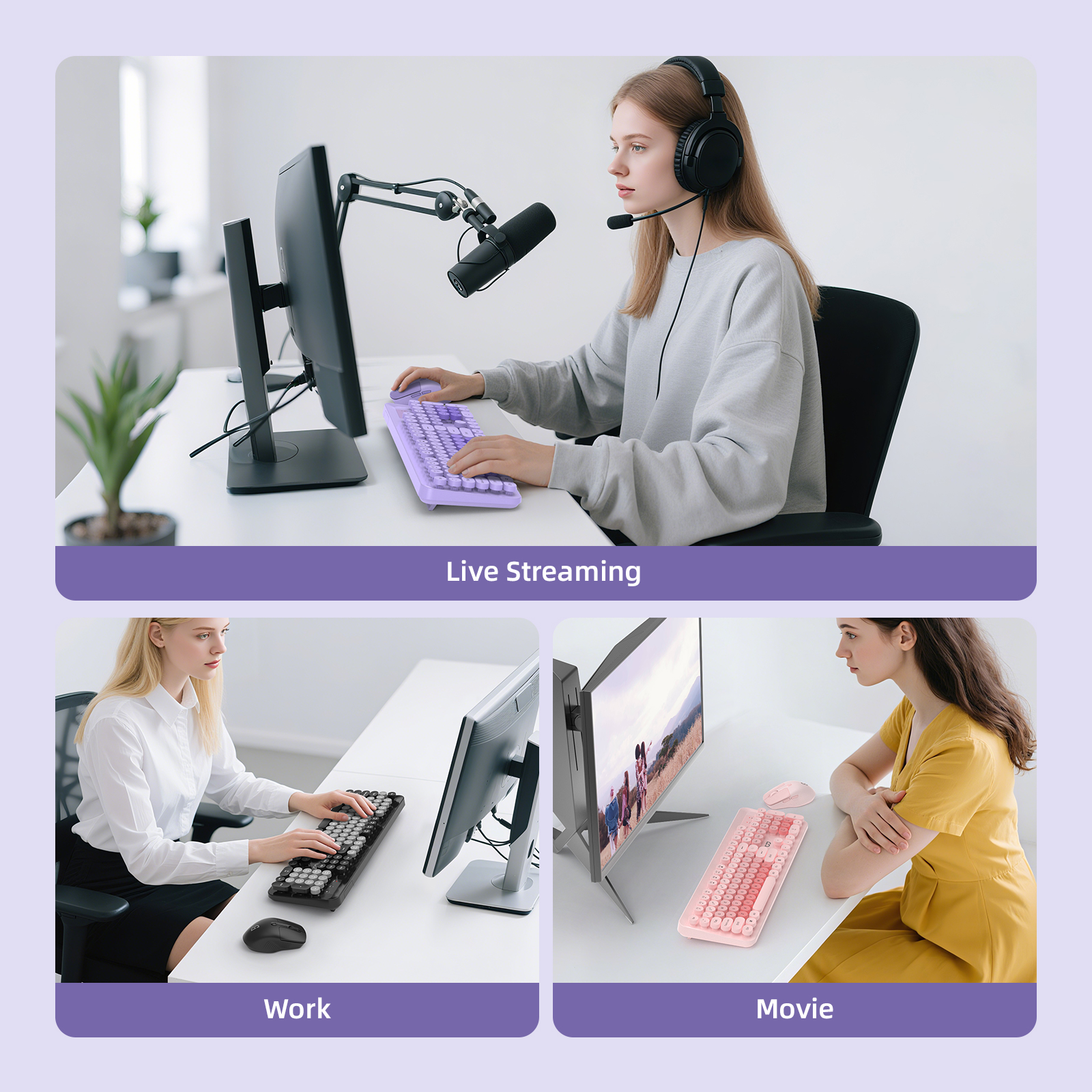GOOJODOQ Wireless Bluetooth Keyboard Mouse Set 2.4G With 104 Keyboard ...