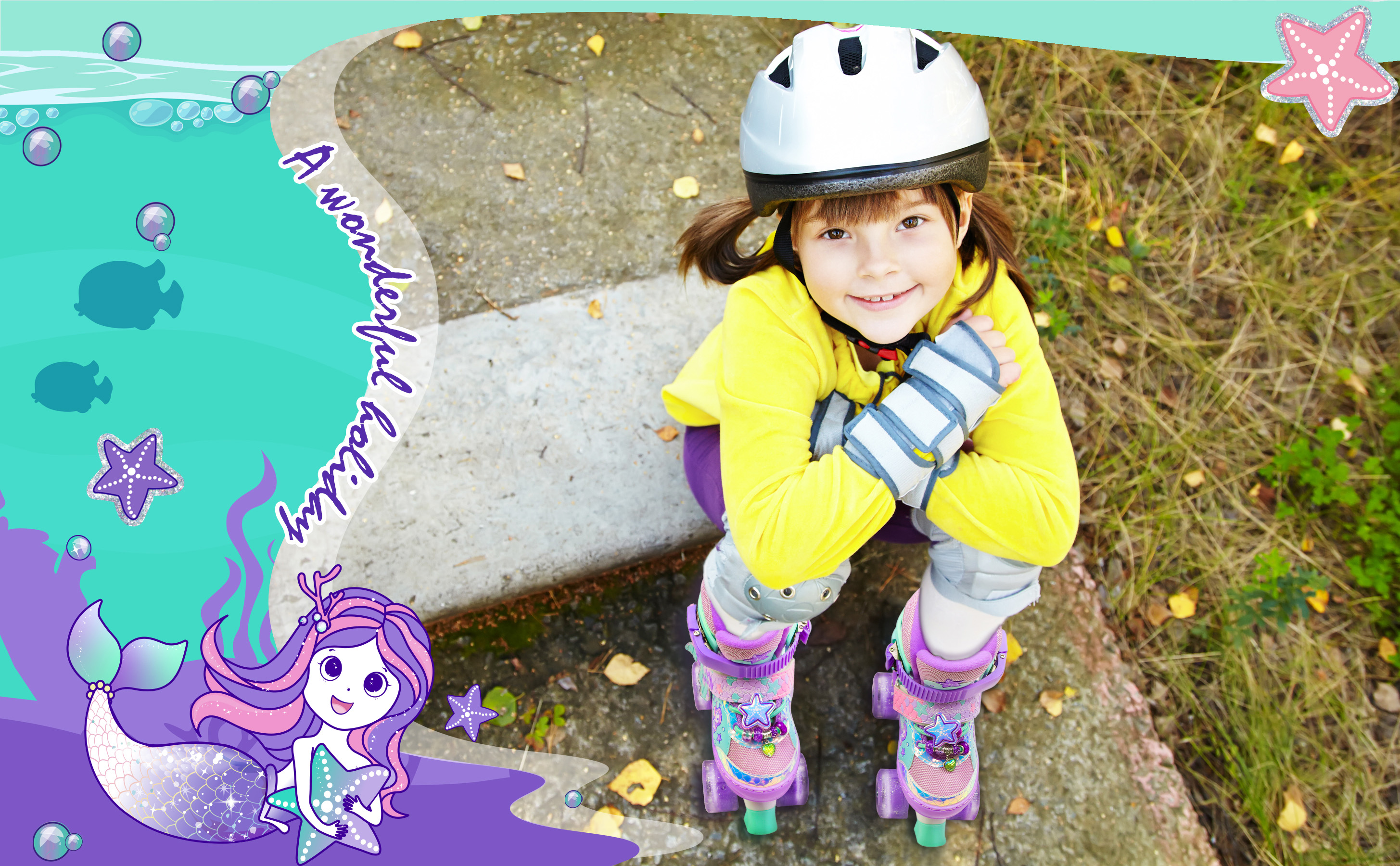 Mermaid kids skates, roller skates for boys and girls adjustable size ...