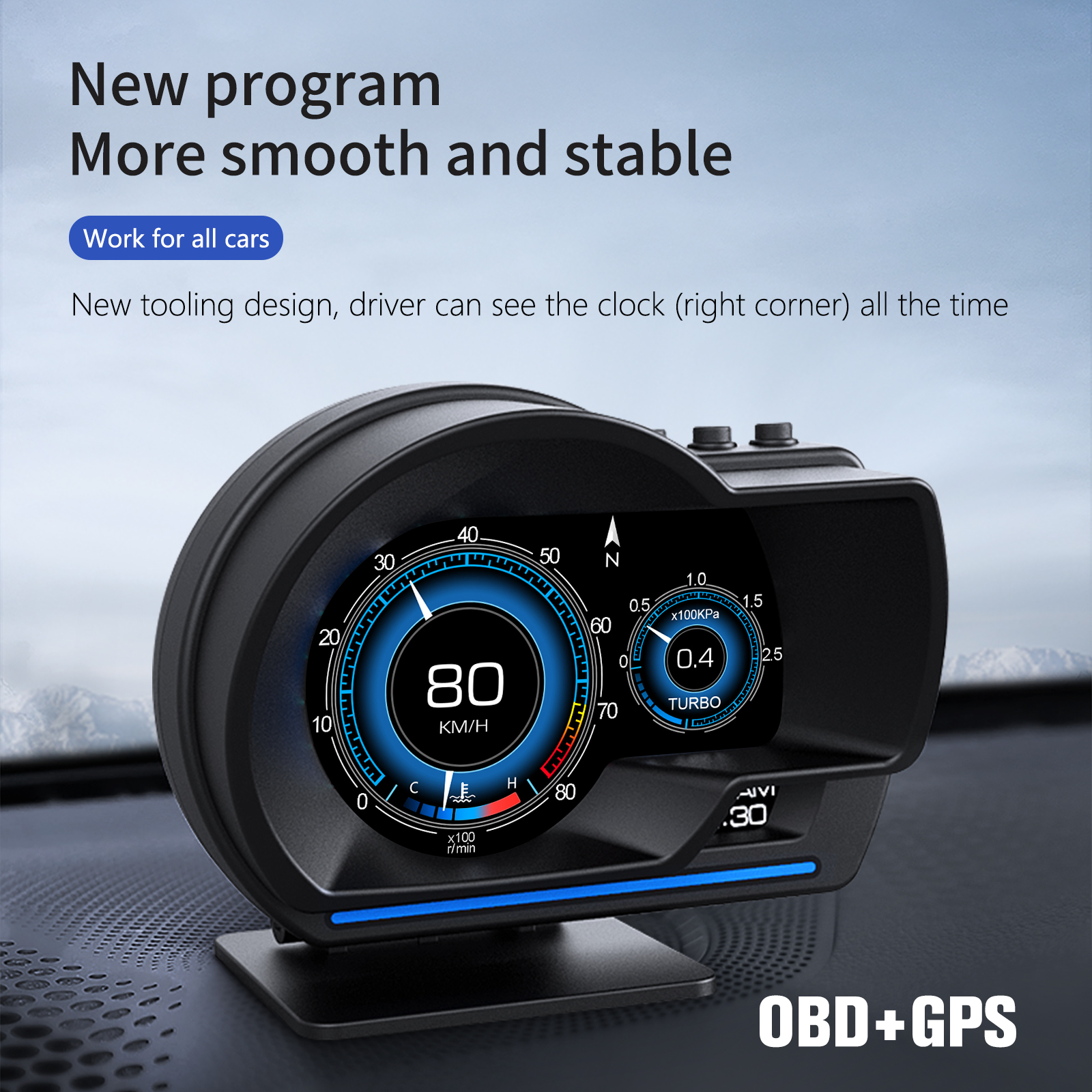 Car OBD Gauge OBD2 Meter Head Up Display Meter Digital Scanner Alarm ...