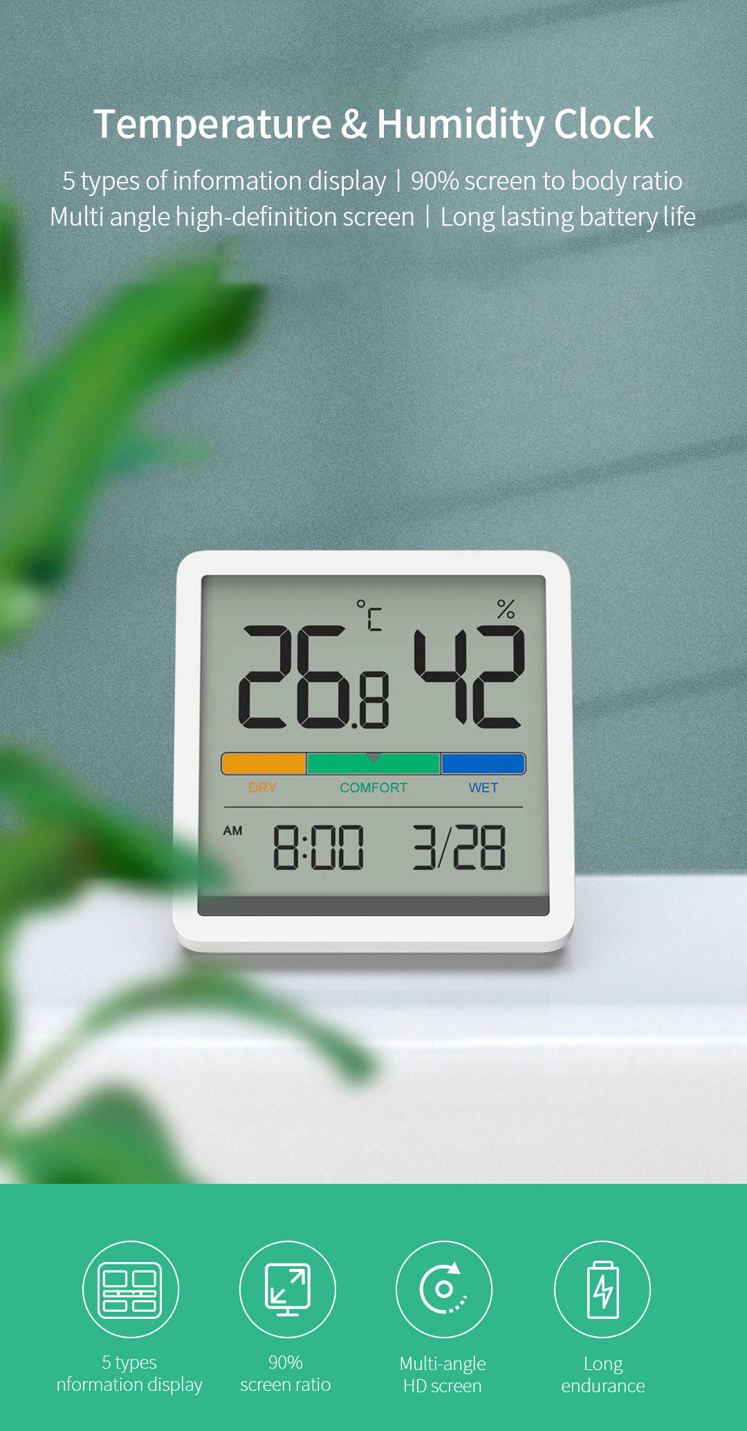 Haptime Multi-Functional Thermo-Hygrometer 5253 HD Screen 5 Types Of ...
