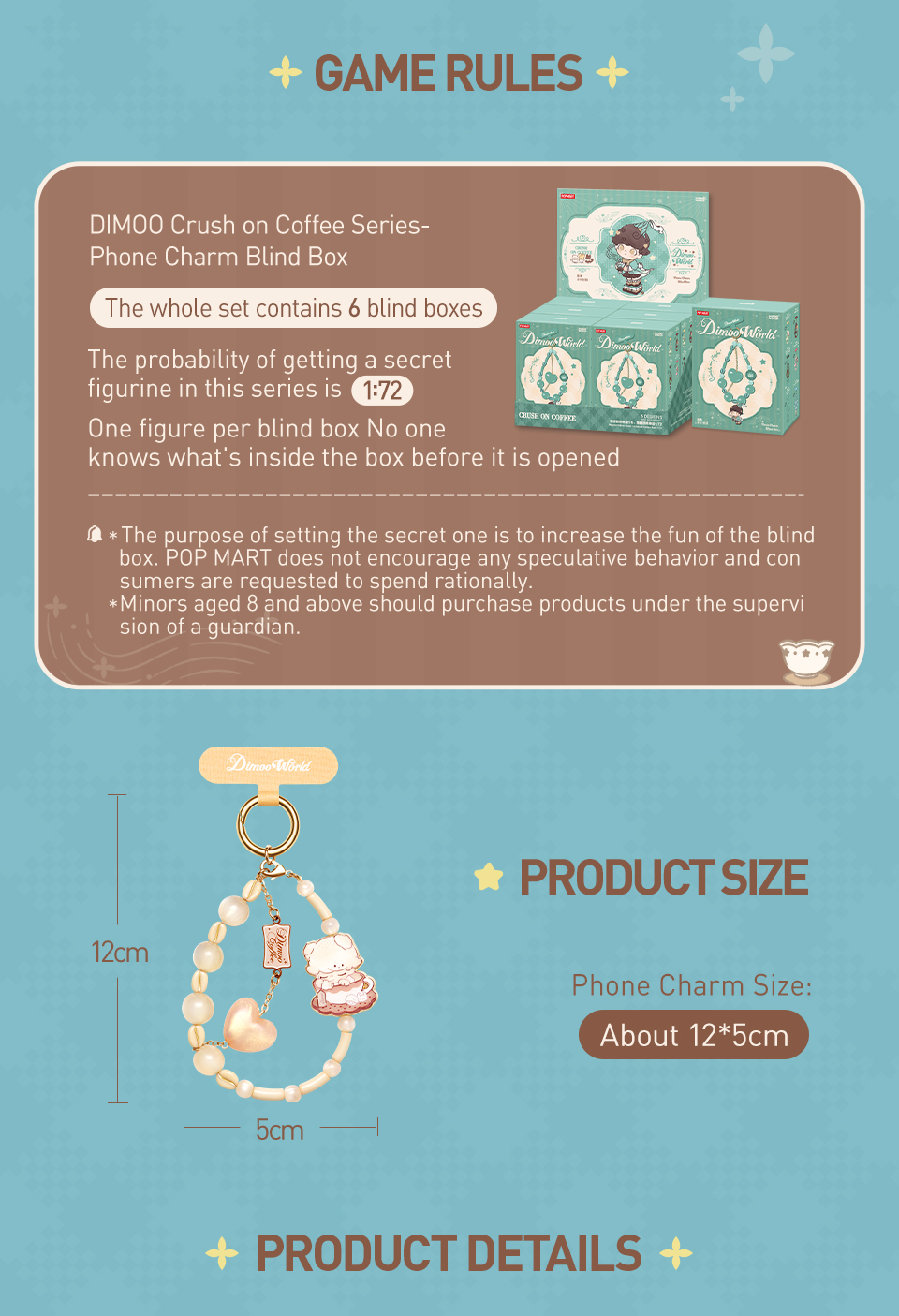 POP MART DIMOO Crush on Coffee Series-Phone Charm Blind Box Action Toys ...