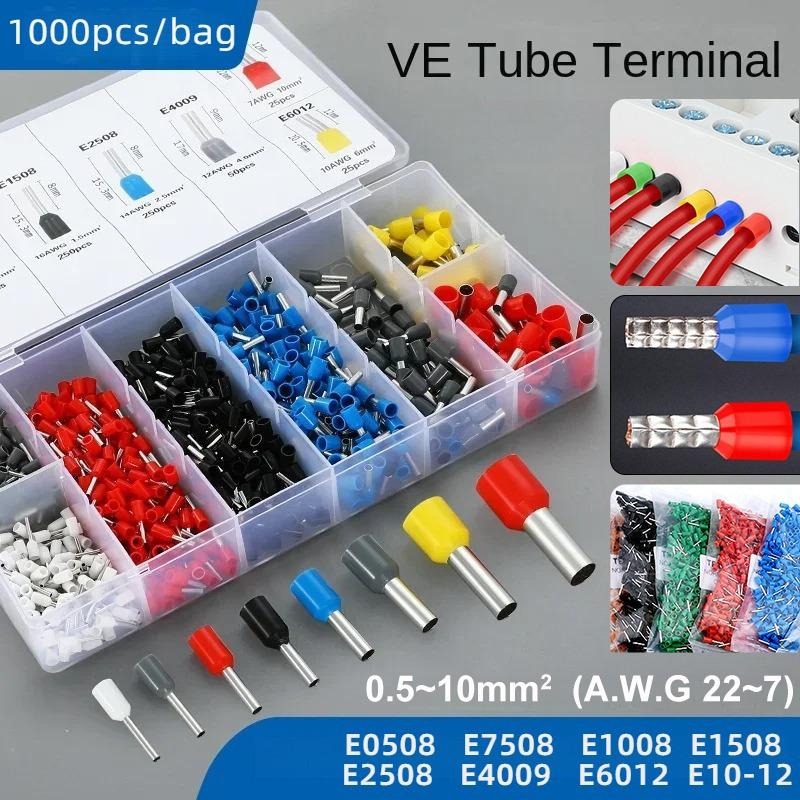 800/1000/1800PCS VE Tubular Terminals, 22-7AWG Wire Connectors Copper ...