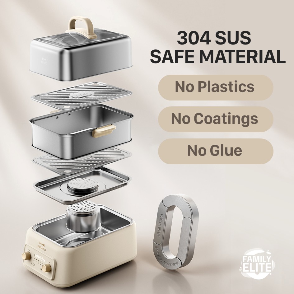 BRUNO Stainless Steel Electric Steamer(16L) Multi-Function Steamer Zero ...