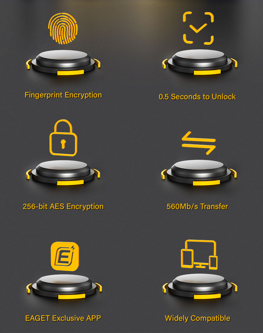 EAGET FU80 5Gbps Solid State Flash Drive With Fingerprint Encryption ...