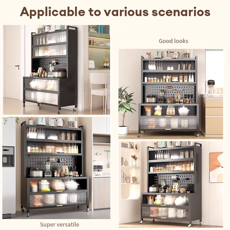 Rak kabinet dapur Kitchen kabinet Rack with Doors&Wheels Microwave Oven ...