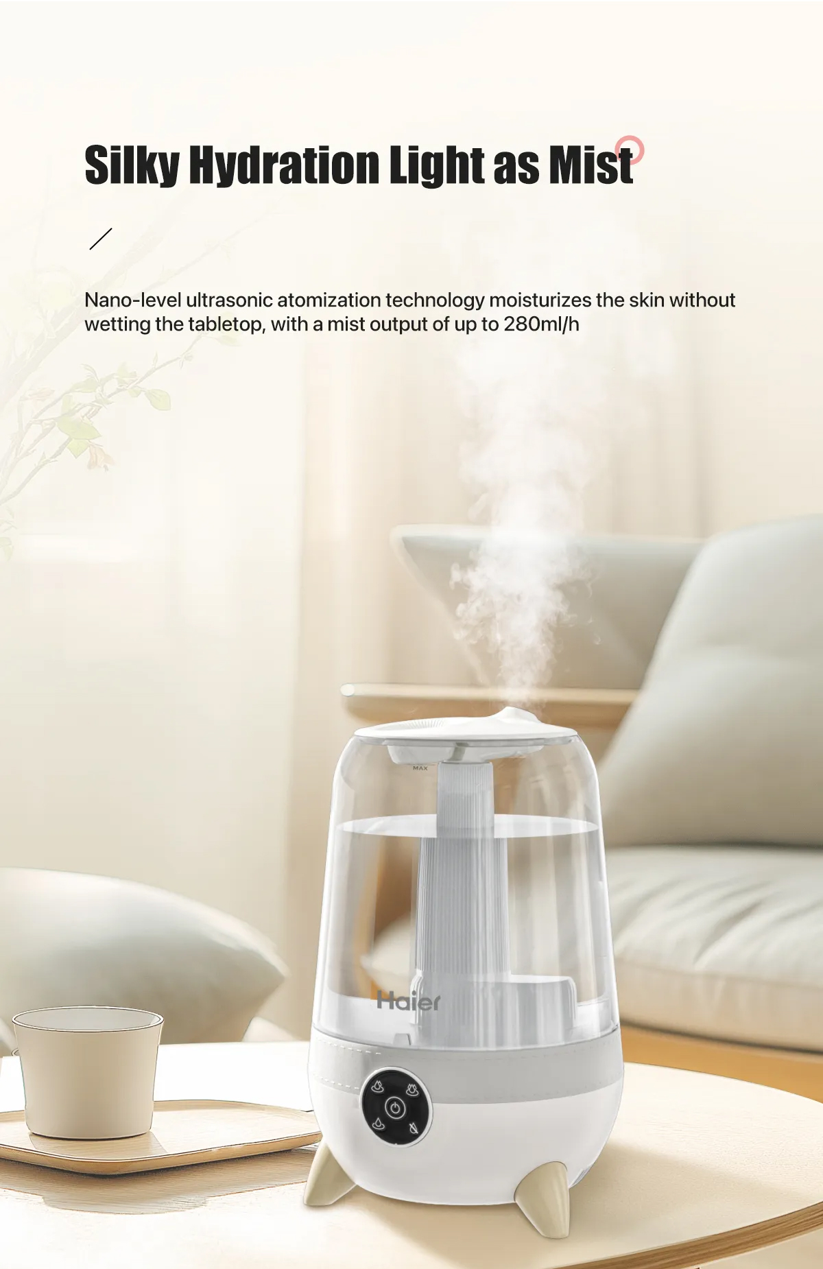 Haier Ultrasound Air Humidifier Smart Control Silent Aromatherapy ...