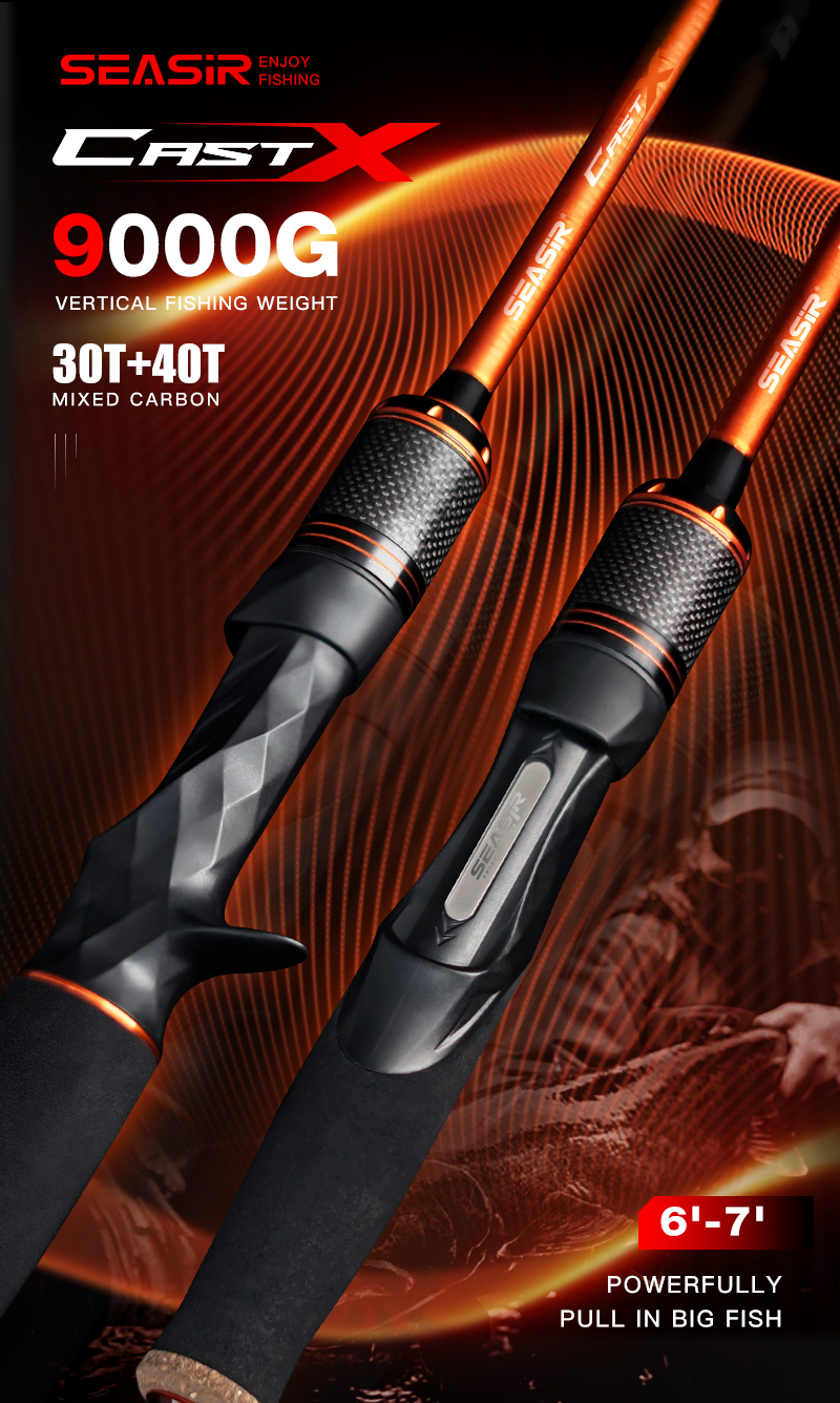SEASIR Cast X Fishing Rod Carbon Fiber 1.83M-2.1M Zirconia Guide Rings ...