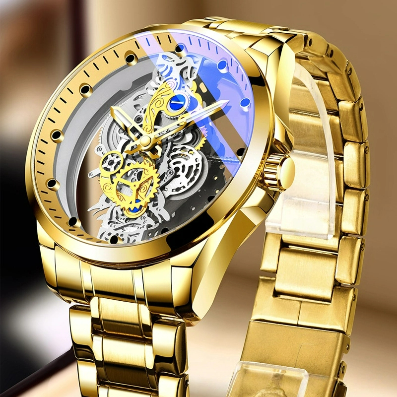 Men's Automatic Mechanical Watch - Luminous Dual-Sided Transparent ...
