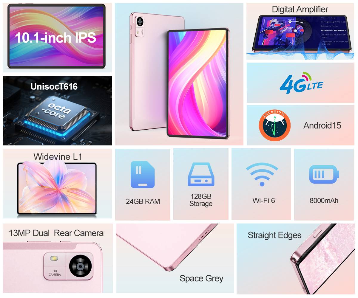 SUXI A7 Air Tablet Android 10.1" 24+128GB Unisoc T616 8000mah Gaming ...