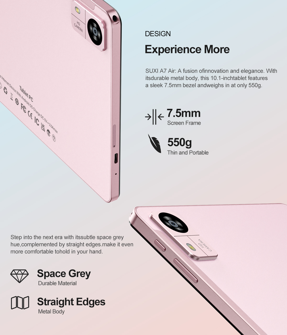 SUXI A7 Air Tablet Android 10.1" 24+128GB Unisoc T616 8000mah Gaming ...
