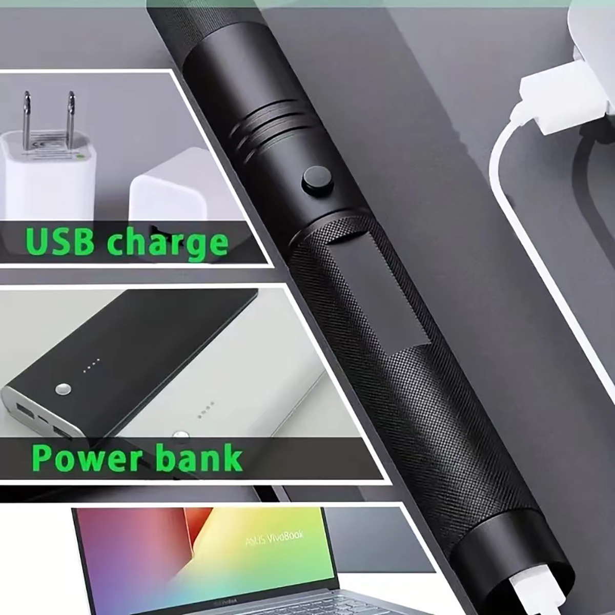 Laser Pointer 10000mW USB Rechargeable 532nm High Power Adjustable ...