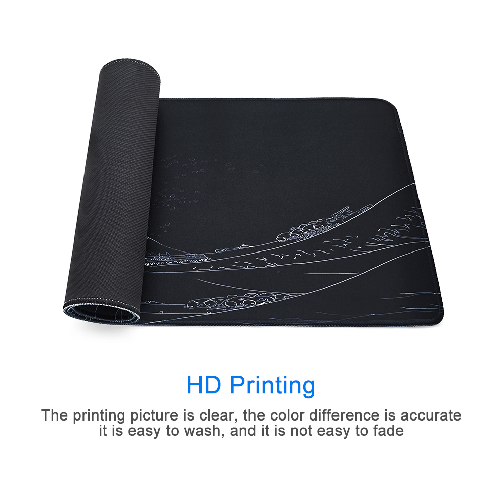 Large Gaming Mouse Pad, Japan Black Sea Wave Mousepads With Non-Slip ...