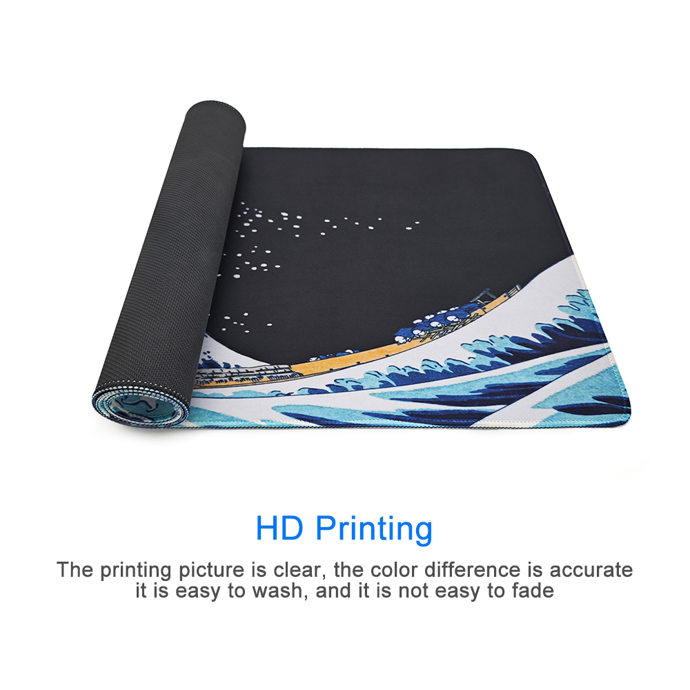 Blue Japanese Sea Wave Mouse Pad, Large Gaming Mousepads with Non-Slip ...