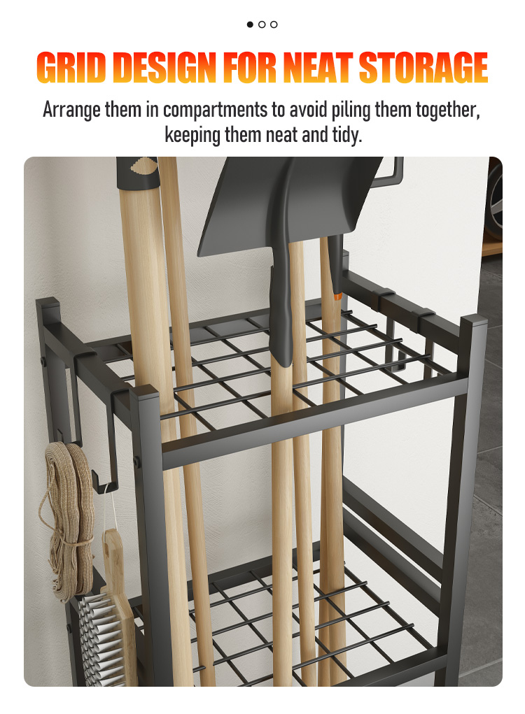 1pc Garden Tool Storage Rack, Garage Hardware Tool Rack with Wheels ...