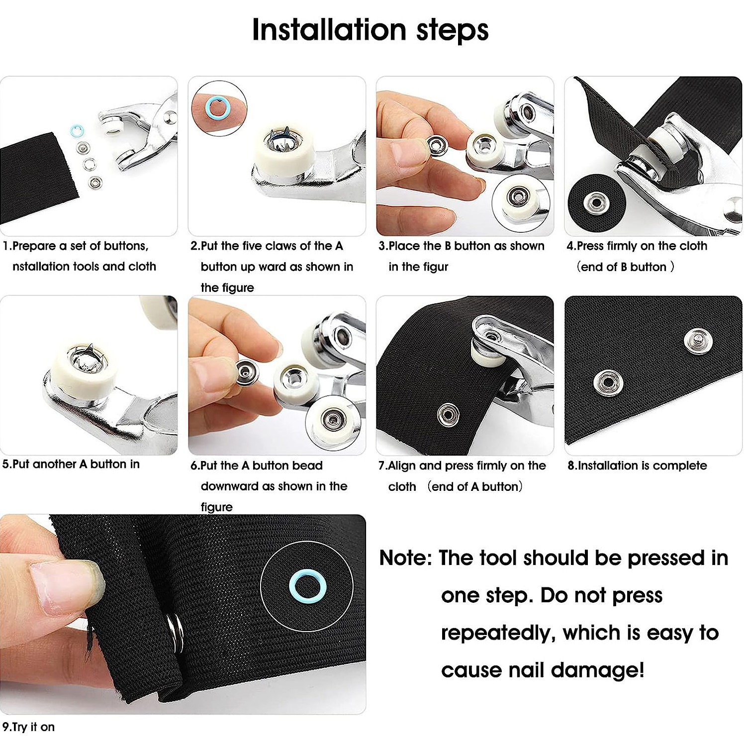 Multi functional five claw buckle set with mother and child buttons, no ...