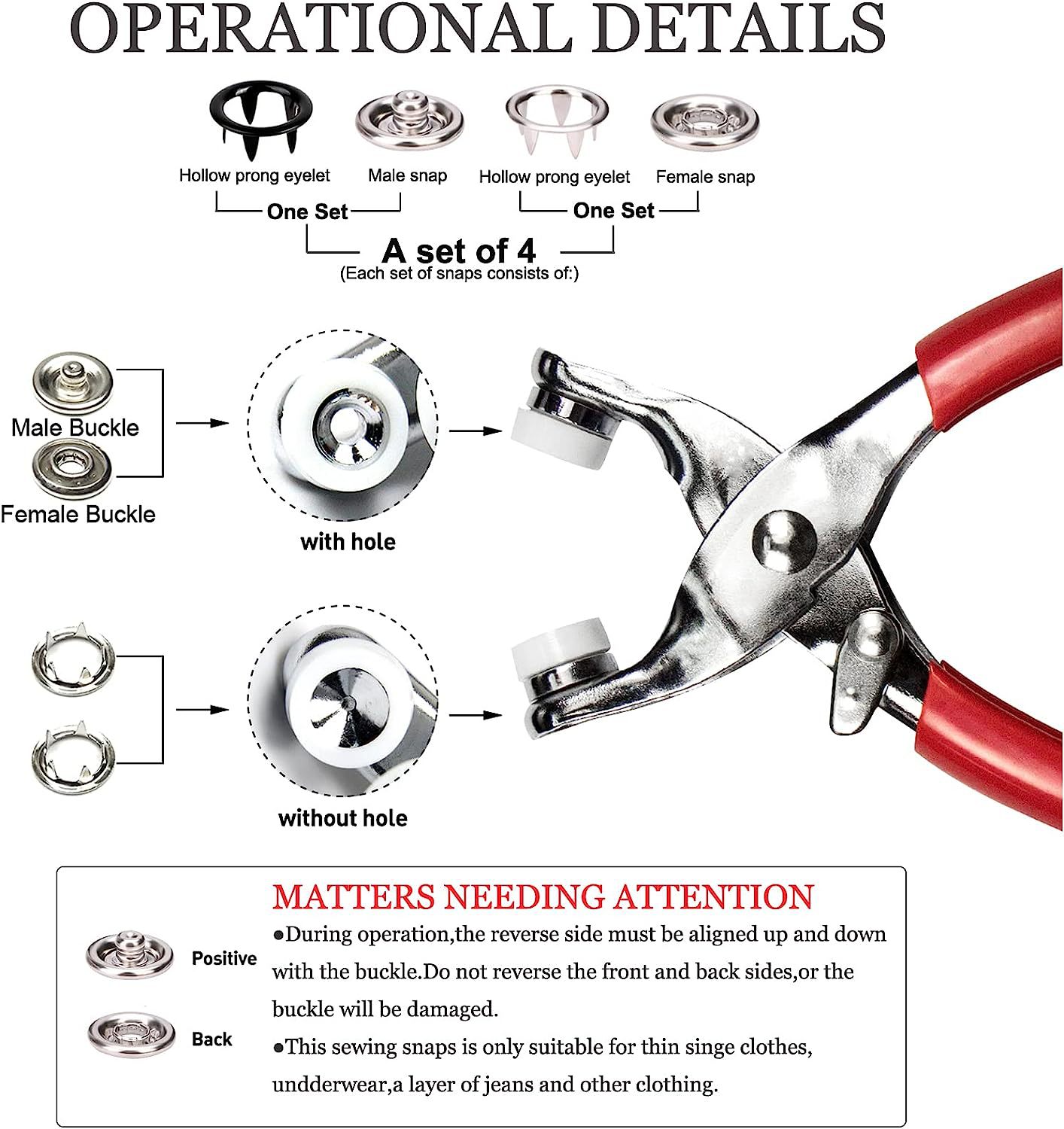 Multi functional five claw buckle set with mother and child buttons, no ...