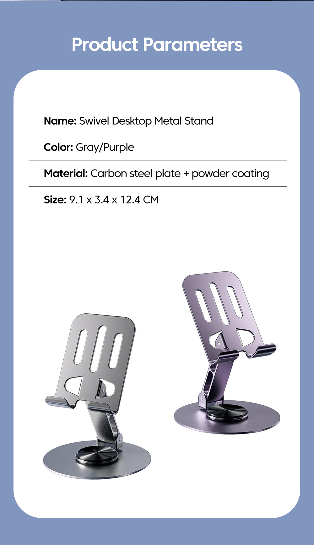 Portable Metal Swivel Desktop Phone Stand, Universal 360° Rotating ...