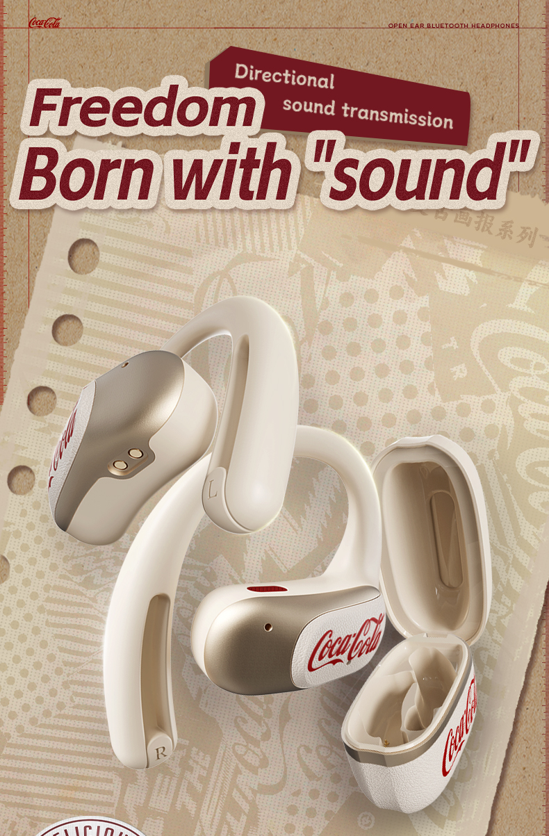 Coca-Cola earbuds T32 OWS Bluetooth 5.4 earphones Lightweight and ...