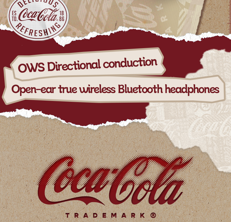 Coca-Cola earbuds T32 OWS Bluetooth 5.4 earphones Lightweight and ...