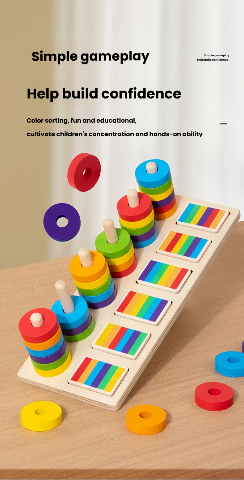 Montessori Rainbow Ring Early Education Color Matching Sorting ...