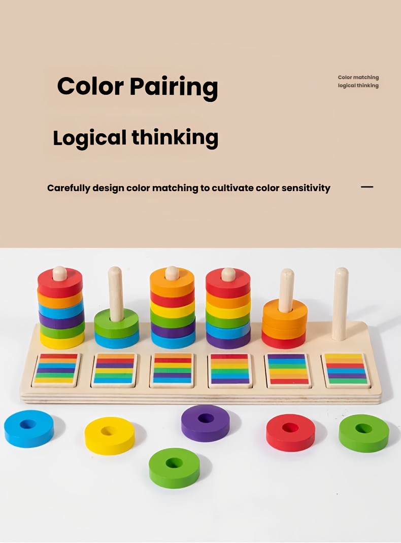 Montessori Rainbow Ring Early Education Color Matching Sorting ...