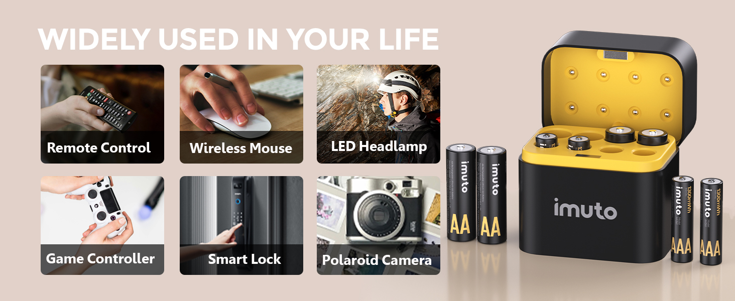 PHOTOOLEX & imuto Rechargeable 4AAA&4 AA Batteries Lithium-ion with ...