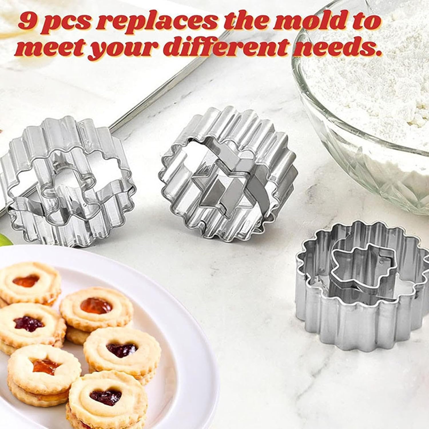 9pcs Christmas Jam Cookie Cutter Set Stainless Steel Cutting Dies ...
